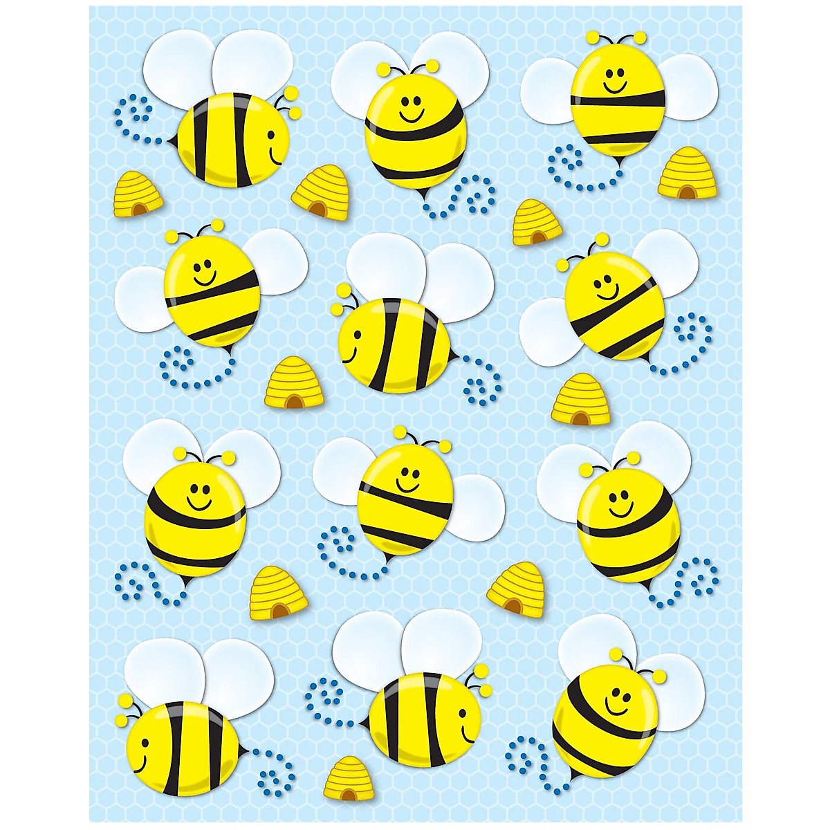 Carson Dellosa 72 Bumble Bee Stickers for Kids, 6 Sheets of Bugs With Hives for Spring Crafts, Scrapbooking, Water Bottle, Teacher Planner, Reward Chart, and School Supplies, Classroom Must Haves