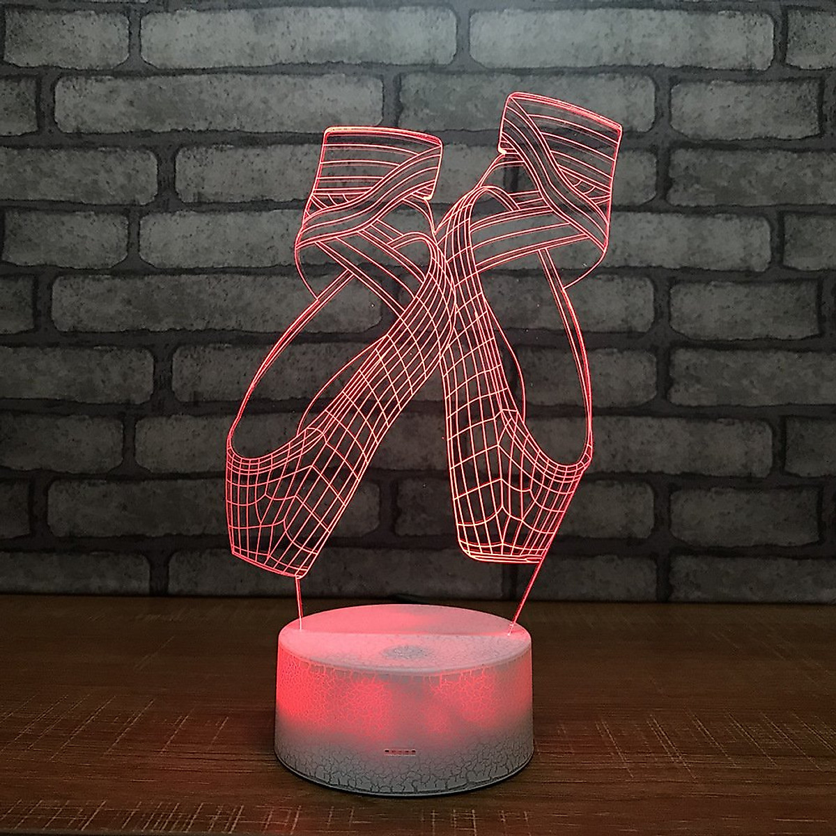 Jinnwell 3D Ballet Shoes Night Light Lamp Illusion 7 Color Changing Touch Switch Table Desk Decoration Lamps Led Christmas Gift with Acrylic Flat ABS Base USB Cable Toy