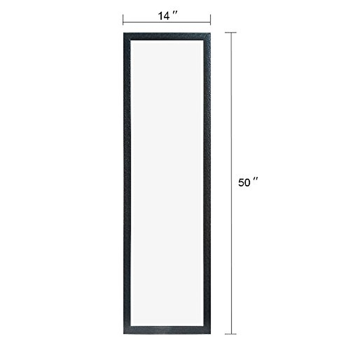 KUIKUI Explosion-Proof Full Length Mirror, Wall Mounted Door Mirror for Dorm Room Decor, Rectangular Float Framed, 50x 14, Black