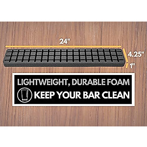 Polar Whale Bar Mat Durable Black Foam Modern Drip Spill Tray for Bar Home Kitchen Club Party Serving Rack Cocktail Professional Drink Mixing Bartender Service Non-Slip Non-Scratch 24 x 4.25 Inches