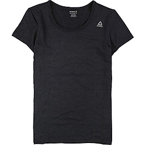 Reebok Womens Poly Marled Basic T-Shirt, Black, Large