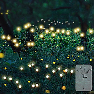 Solar Outdoor Lights for Patio Decor: 2Pack Waterproof Swaying Dancing Firefly Lights Solar Powered, Garden Decorative Lights Decoration for Yard Patio Pathway Lawn (Warm Light)