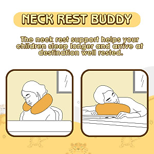 H HOMEWINS Travel Pillow for Kids Toddlers - Soft Neck Head Chin Support Pillow,Cute Animal in Any Sitting Position for Airplane,Car,Train,Machine Washable,Children Gifts(Lion)