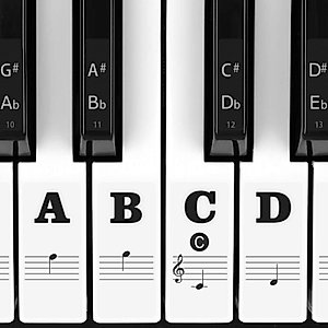 Piano Stickers for Keys, Eison Full Set Piano Keyboard Stickers for 88/61/54/49/37 Keys Removable with Numbers, Leaves No Residue, Color Black,Great Children's Gift