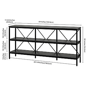 Kira 64" Wide Rectangular Console Table in Blackened Bronze/Black Grain