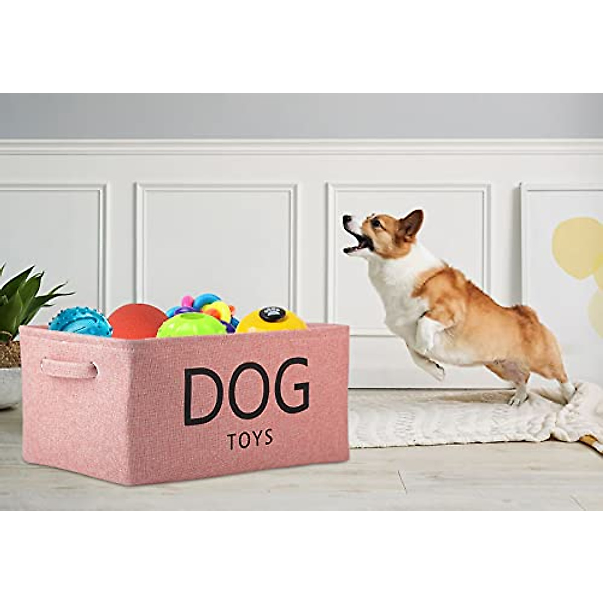 Morezi Canvas Storage Basket Bin Chest Organizer - Perfect for Organizing Toy Storage, Baby Toys, Kids Toys, Dog Toys, Baby Clothing, Children Books, Gift Baskets - Pink