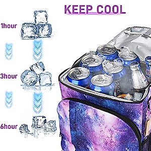 Cooler Backpack 45 Cans Roomy Backpack Coolers Insulated Leak Proof, Large Picnic Backpack Cooler, Soft Sided Cooler for Women, Camping Cooler Backpack Coolers (Galaxy)