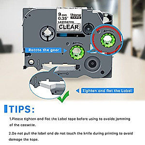 Unismar Compatible for Brother TZe-121 TZe121 TZ121 TZ 9mm 0.35 Laminated Black on Clear Label Maker Tape for Brother Ptouch PTD200 PTD210 PTD220 PT-D600 PT-D400 PT-H100 PT-H110, 3/8" x 26.2', 5-Pack