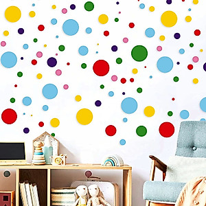312 Pieces Polka Dots Wall Sticker Colorful Round Wall Decals for Kids Boys Girls Bedroom, Playroom, Living Room and Nursery Room ( 9 Sizes, 6 Colors)… (A)