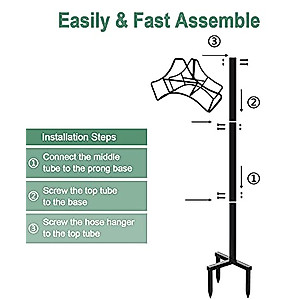 Garbuildman Garden Hose Holder Stand- Outdoor Water Pipe Metal Reel Rack, Shiny Black