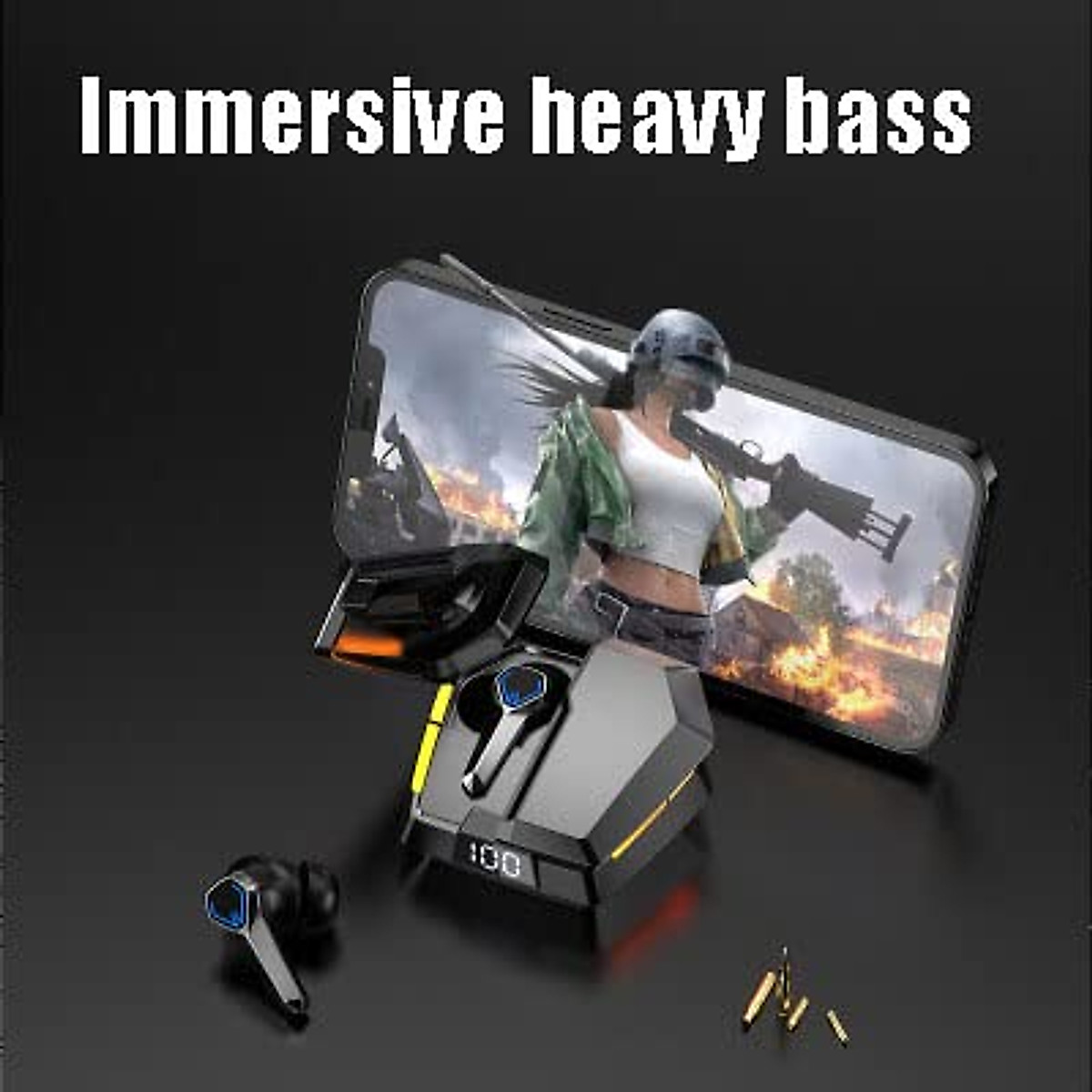 AYSEONVI Bluetooth Wireless Earbuds,Professional Design,Deep Bass Loud,Sound Clear, Call Noise Cancelling with 4 Microphones in-Ear in-Ear Bluetooth Headphones Gray Compatible for iPhone Android