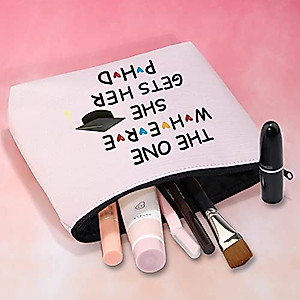 MBMSO Phd Graduation Gifts Makeup Bag the one Where She Gets Her Gifts for Phd Students Phd Gifts for Women Doctorate Degree Gifts Cosmetics Bag Travel Pouch (PHD bag pink)