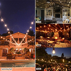 Svater Outdoor Led String Lights 50FT, Patio Lights with 16pcs S14 Shatterproof Bulbs, 1 Watt E26 Dimmable 2700K Warm White, IP65 Waterproof, Commercial Grade Lights