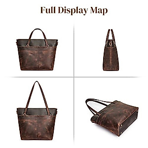 S-ZONE Large Genuine Leather Tote Bag for Women Top Handle Crossbody Shoulder Purse Vintage Work Satchel Handbag