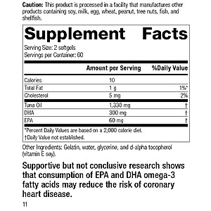Standard Process Inc. Tuna Omega-3 Oil EPA and DHA - Whole Food Support, Brain Health and Brain Support, Eye Health, Skin Health and Hair Health with Tuna Oil - Gluten Free - 120 Softgels