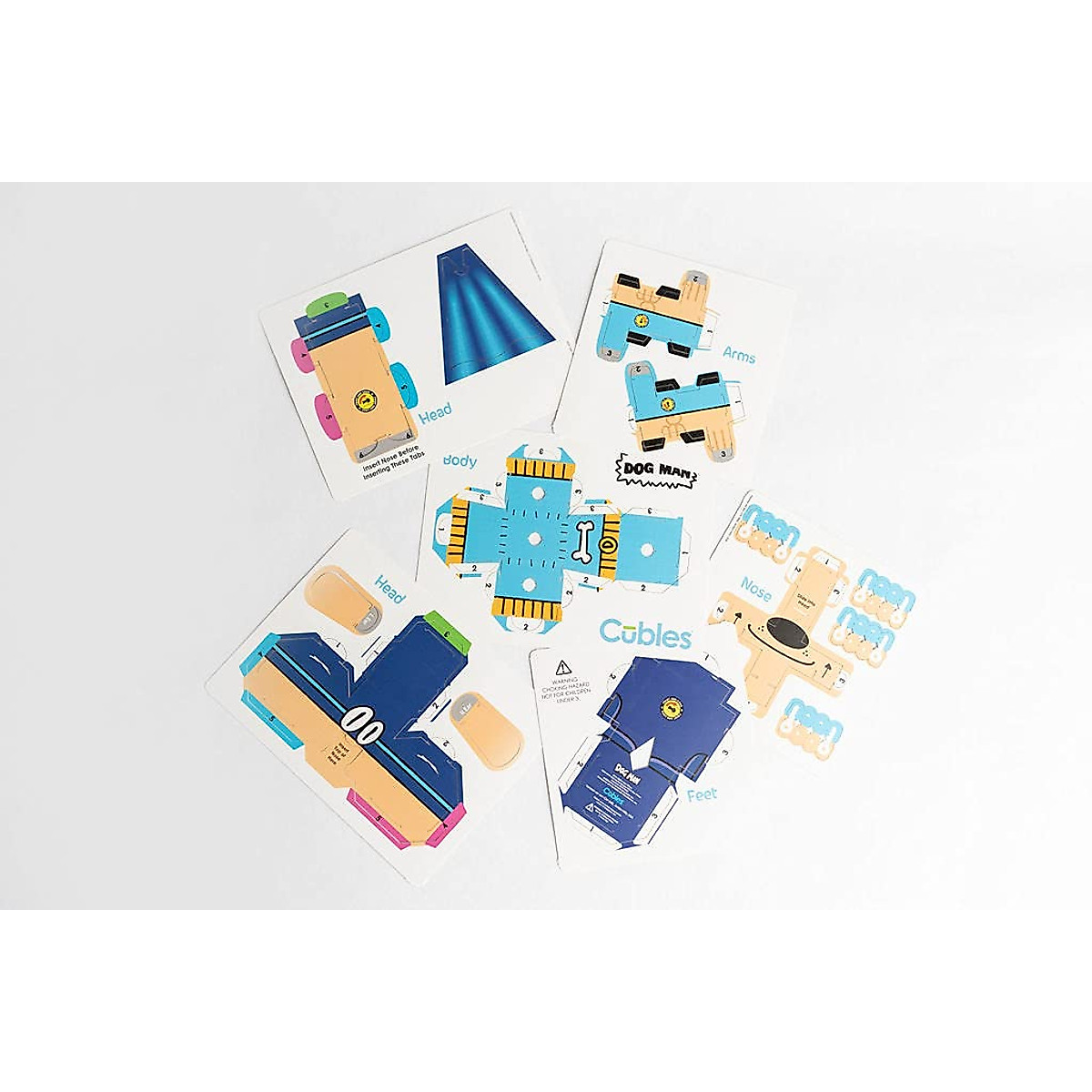 Cubles Dog Man 3 Pack - Featuring Chief, Sarah Hatoff, and Bark Knight - Create a Fun Durable Paperboard Action Figure - Puzzle - Origami - STEM Craft - Collectible Gift - No Glue No Scissors