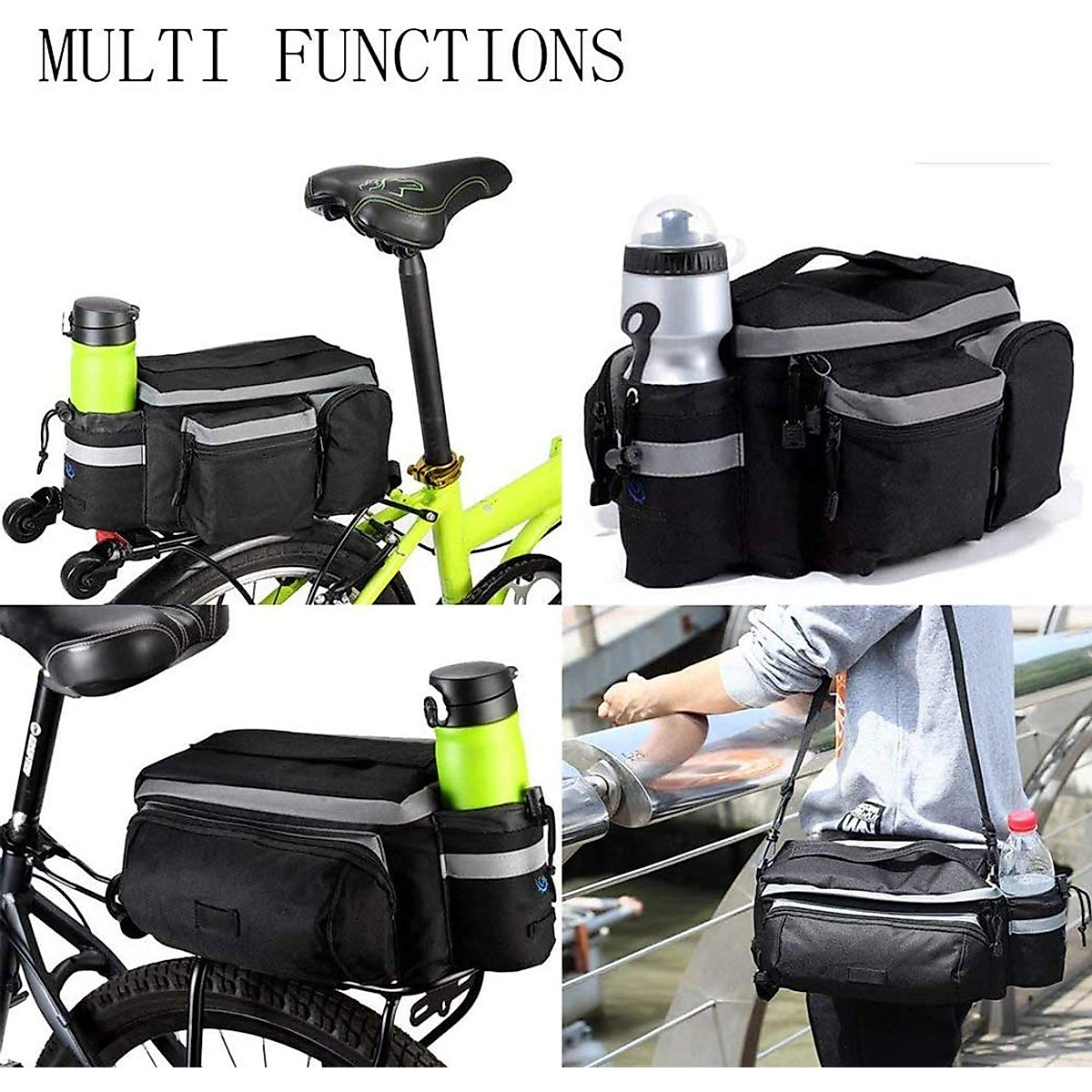 BicycleStore Bike Rear Seat Bag Trunk Bags Bike Panniers Waterproof Cycling Bag Rack 7L Bicycle Accessories Black