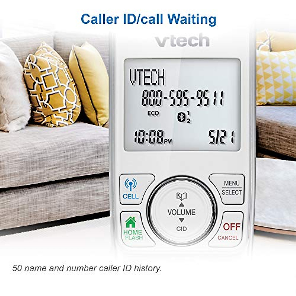 Vtech VS112-37 DECT 6.0 Bluetooth 3 Handset Cordless Phone for Home with Answering Machine, Call Blocking, Caller ID, Intercom and Connect to Cell (Silver & White)