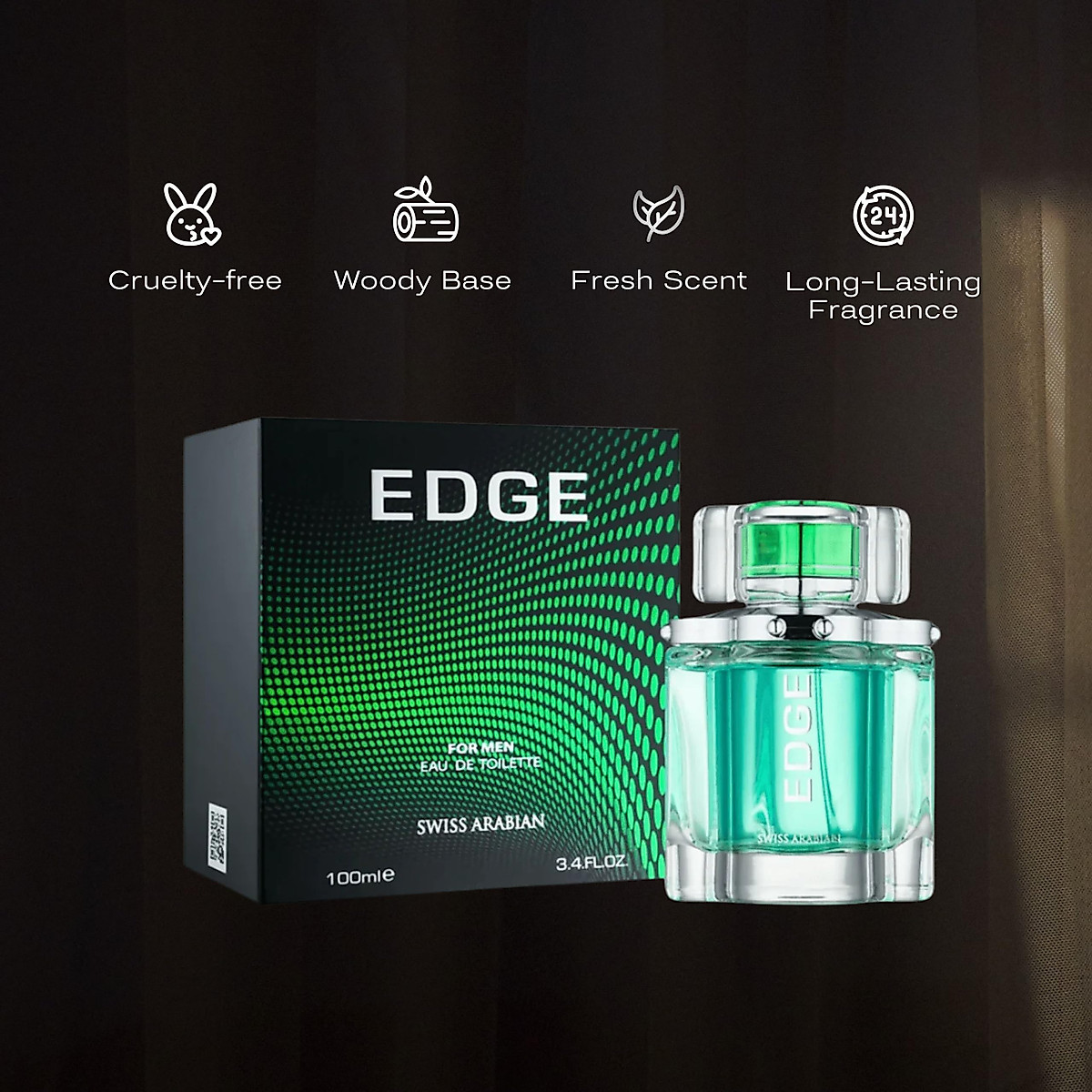 Swiss Arabian EDGE Men, Eau de Parfum 100mL | Clean, Citrusy and Shower Fresh | Lemon, Lavender, Mint, Cinnamon, Cardamom, Cedarwood, Patchouli, Sandalwood | by Oud Perfume Artisan Cologne Spray