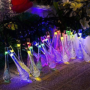 Christmas Decorations Home Decoration, Outdoor Garden Party 20 Led Teardrop Solar Waterproof Garden Lantern String Christmas Tree Decorations for Xmas Winter New Year Party Supplies