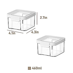 16PCS Square Pantry Food Storage Containers with Lid Airtight, Small Cereal Containers for Kitchen, BPA-Free Thick Plastic Canisters for Candy, Fruit, Snacks, Grains, Cookies Container (460ml/15oz)