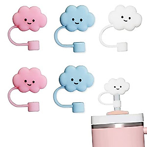 6PCS Straw Covers Cap for Stanley Tumblers Cup Silicone Soft Protector Cover Straw Tips Cover Reusable Drinking Straw Tips Lids Dust-proof Colorful Cloud Shape Straw Cover for Stanley Cup 40 oz