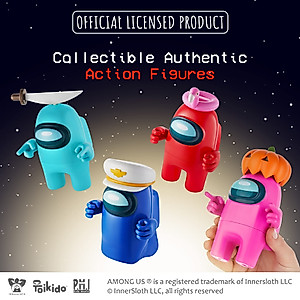 P.M.I. Among Us Action Figures | All Four 4.5-Inch-Tall Collectibles | Among Us Toys and Playable Mini Toys | Red, Pink, and Cyan Crewmates and Blue Ghost with 8 Hats and Hands | Kids’ Toys