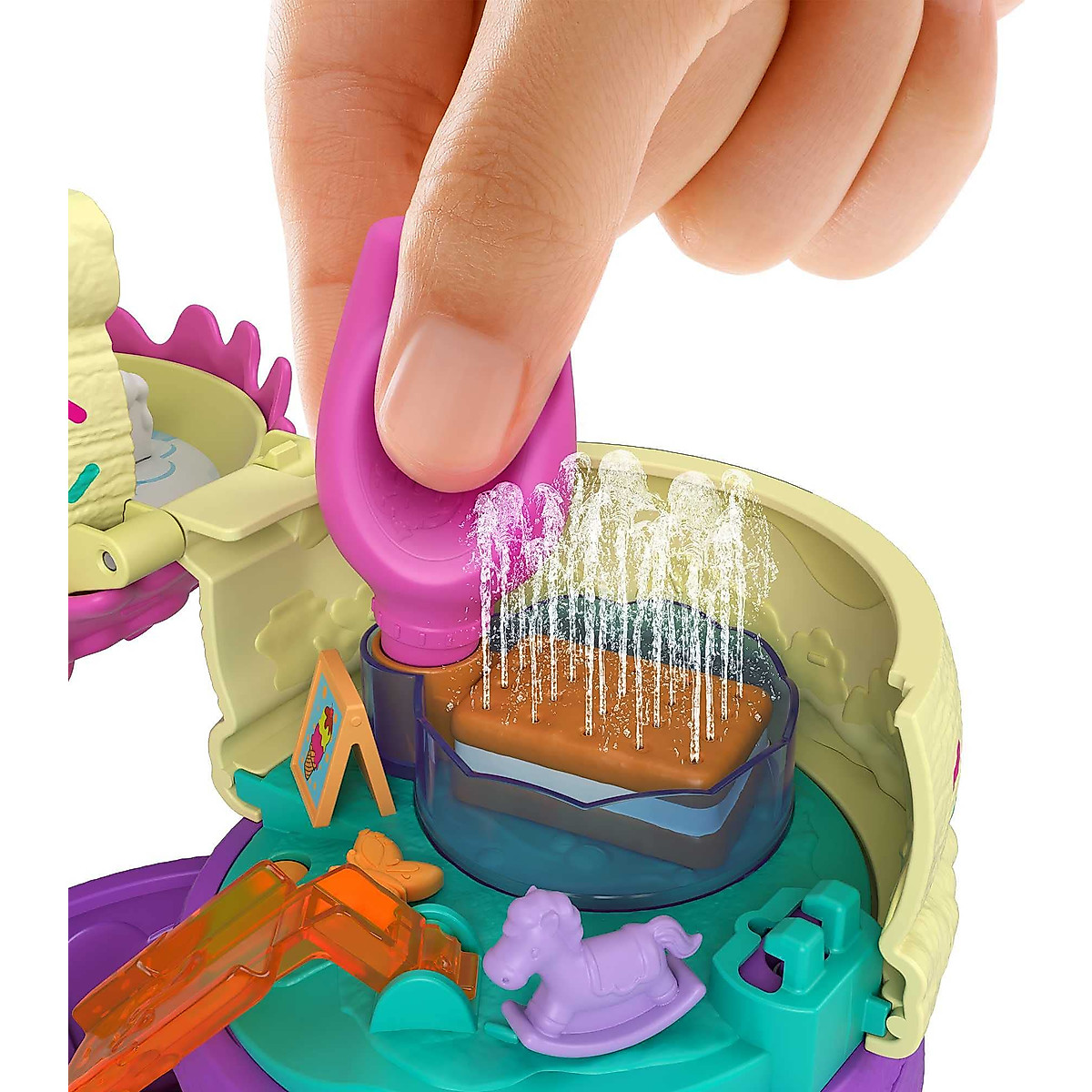 Polly Pocket 2-in-1 Travel Toy Playset, Spin 'N Surprise Ice Cream Cone with Micro Polly & Lila Dolls & 25 Accessories