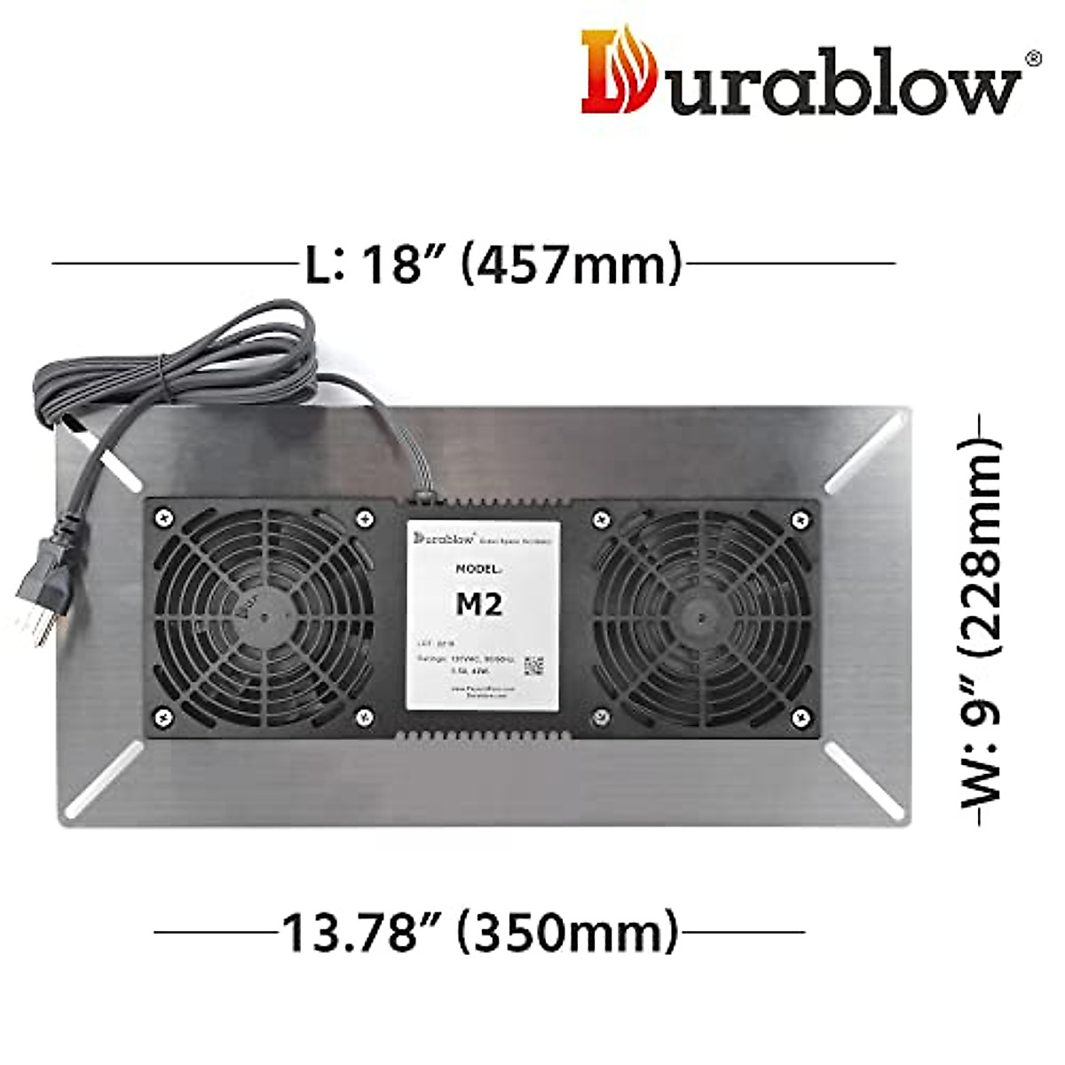 Durablow 220 CFM Air-Out Stainless Steel Crawl Space Vent Fan, Dual Fans, Foundation Vent, Radon Mitigation, for Crawl Space, Basement, with Freeze Protection Thermostat (Stainless steel silver, M2)