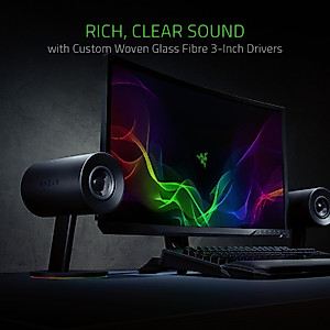 Razer Nommo Chroma: Custom Woven 3" Glass Fiber Drivers, Black & Goliathus Extended Chroma Gaming Mousepad: Customizable Chroma RGB Lighting, Soft, Cloth Material, Classic Black