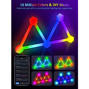 YSJ 14pack LED Wall Light, RGB Wall Lights, Hexagon Wall Light DIY Geometry Splicing Gaming Lights, Smart Glide Lively Light Bars for Gaming Room Decor and Streaming, Creative Lights with Music Sync