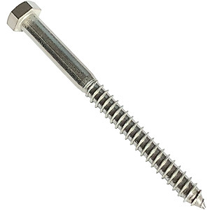 3/8" X 6" - 304 Grade Stainless Steel lag screws, Hex head fasteners, stainless steel screw. Use as Construction, wood, metal, lag screw or mounting screws fasteners lag bolts. Heavy duty screws. (10)