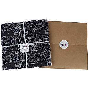Soimoi Precut 10-inch Block Prints Cotton Fabric Bundle Quilting Squares Charm Pack DIY Patchwork Sewing Craft- Black & Gray