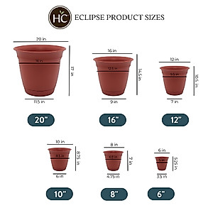 The HC Companies 10 Inch Eclipse Round Planter with Saucer - Indoor Outdoor Plant Pot for Flowers, Vegetables, and Herbs, Clay