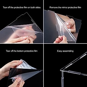 LileZbox Acrylic Display Case, Black Mirrored Display Box, Versatile Collectibles Display Showcase for Action Figures Toys-A1,1 Pack