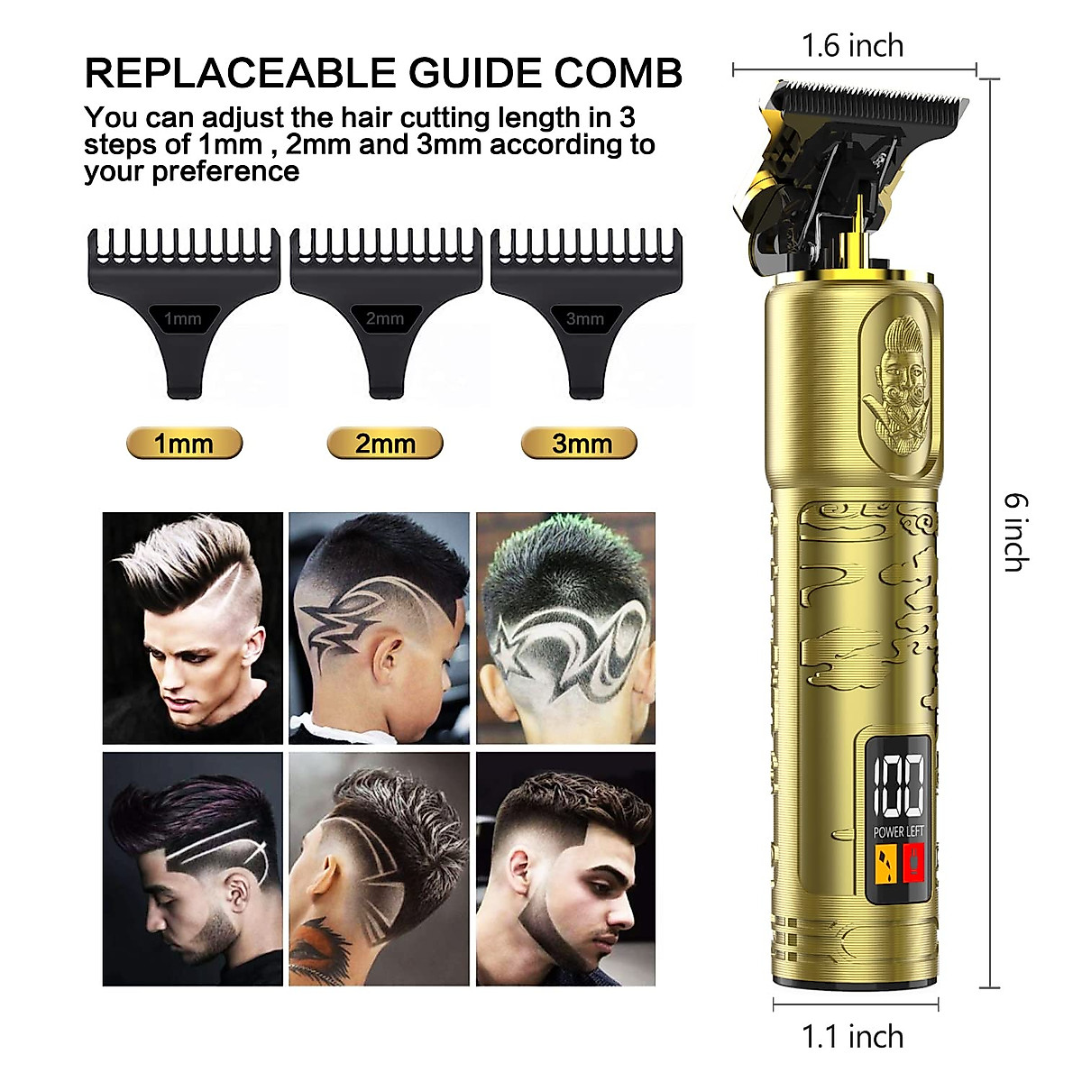Keasen Professional Hair Trimmer, Hair Clippers for Men Zero Gapped T-Blade Trimmer Cordless Rechargeable Edgers Clippers Baldheaded Zero Gapped Trimmers Grooming Kit IPX5 Waterproof Rechargeable
