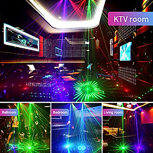15 Eyes RGB Dj Disco Party Light Strobe Stage Lighting Effect LED Projector by DMX512 Control and Sound Activated Ravelight for Home Birthday Parties Karaoke KTV