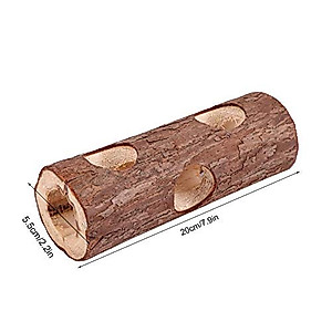 Oumefar Pet Chew Toy Natural Wooden Forest Hollow Tree Trunk Tunnel Tube Toy Hamster Tunnel Wood Hideout for Small Animals Hamsters Mice Rats(Big)
