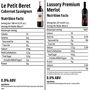 Non-Alcoholic Red Sampler - Five (5) Bottles 750ml Each - Featuring Elivo Cardio Red, Lussory Red, Le Petit Merlot, Princess Rosso Dry, and Tautila Tinto (Spain, Italy, France)