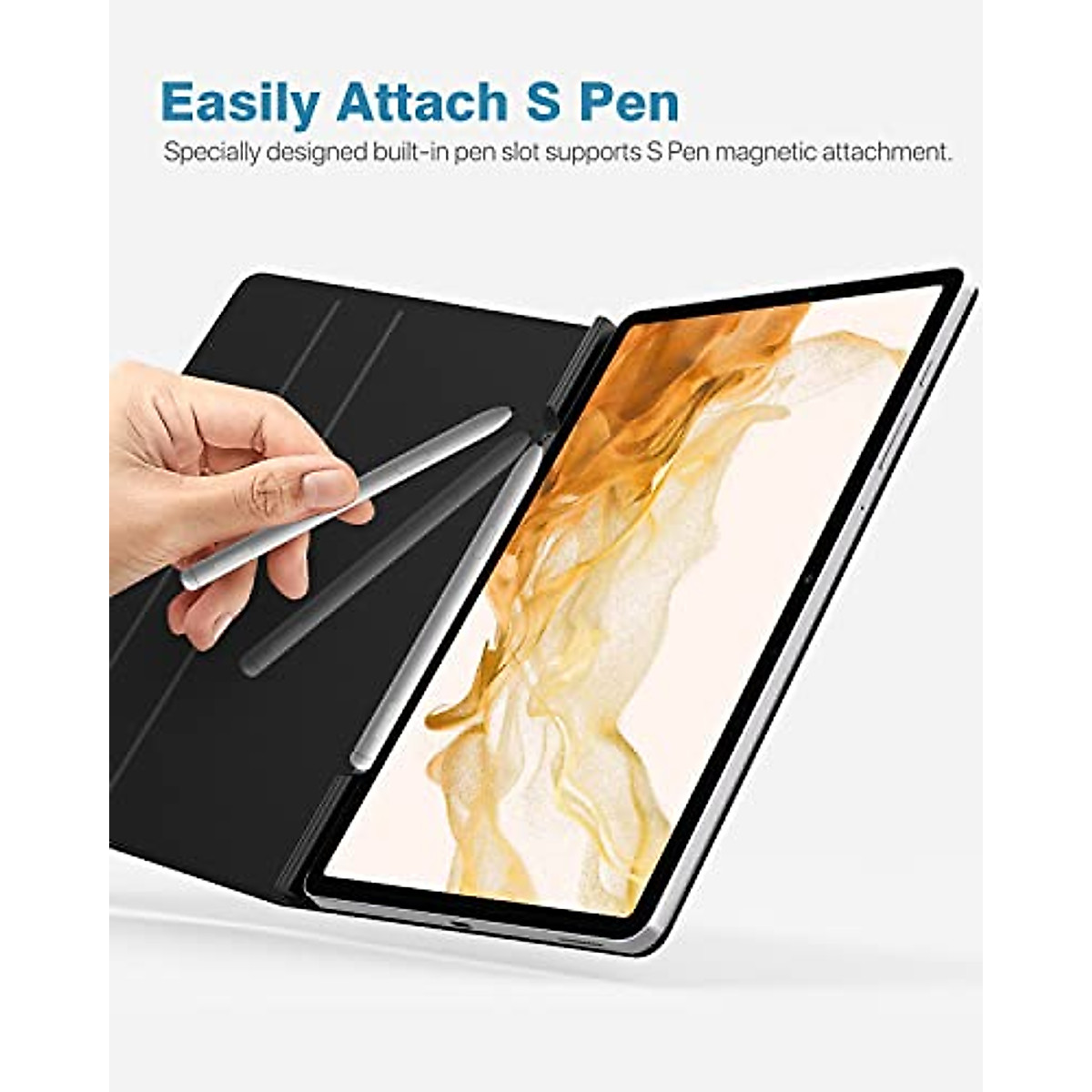 TiMOVO Case for Galaxy Tab S8 11 inch 2022 (SM-X700/SM-X706)/S7 2020 (SM-T870/T875) with S-Pen Holder, Slim Lightweight Magnetic Case with Auto Sleep/Wake Fit Galaxy Tab S8 Tablet, Black