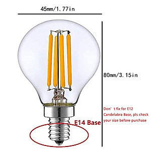 Lxcom Lighting E14 4W LED Filament Bulb Dimmable Vintage Edison Candle Light Bulb 4 Pack 2700K Warm White G45 Clear Glass Globe Lamp 400LM 40W Equivalent, AC 110V