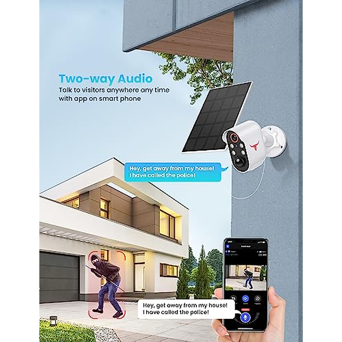 Aiwit Wireless Security Cameras, Solar Outdoor Camera with Lights, HD Night Vision, AI Smart Human Detection, Two-Way Talk, IP65 Waterproof, Real-Time Alerts, Cloud Storage, 2.4G WiFi