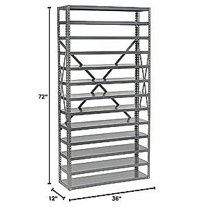 Global Industrial 13 Shelf Steel Shelving with (48) 4" H Plastic Shelf Bins, Blue, 36x12x72