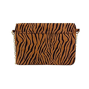 Crossbody Bag Envelope Bags PU Magnetic Snap Animal Pattern Women Clutch Handbags Brown Zebra Pattern