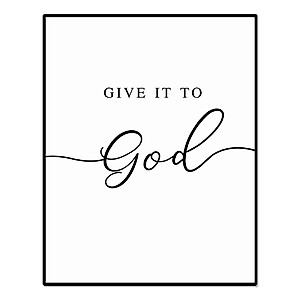 Give it to God and Go to Sleep Set of 2 Prints Bedroom Above Bed Decor Minimalist Typography Farmhouse Home Style Wall Art, 11x14inch Unframed