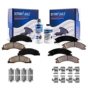 Detroit Axle - Brake Pads for Ford E-150 E-250 E-350 E-450 Super Duty, Front and Rear Ceramic Brake Pads w/Hardware Replacement