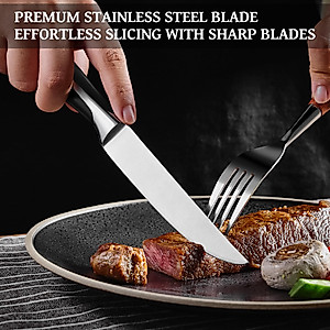 AmHoo Steak Knives Set of 6 Non Serrated 5-inch High Carbon Stainless Steel Ultra Sharp ABS Handle
