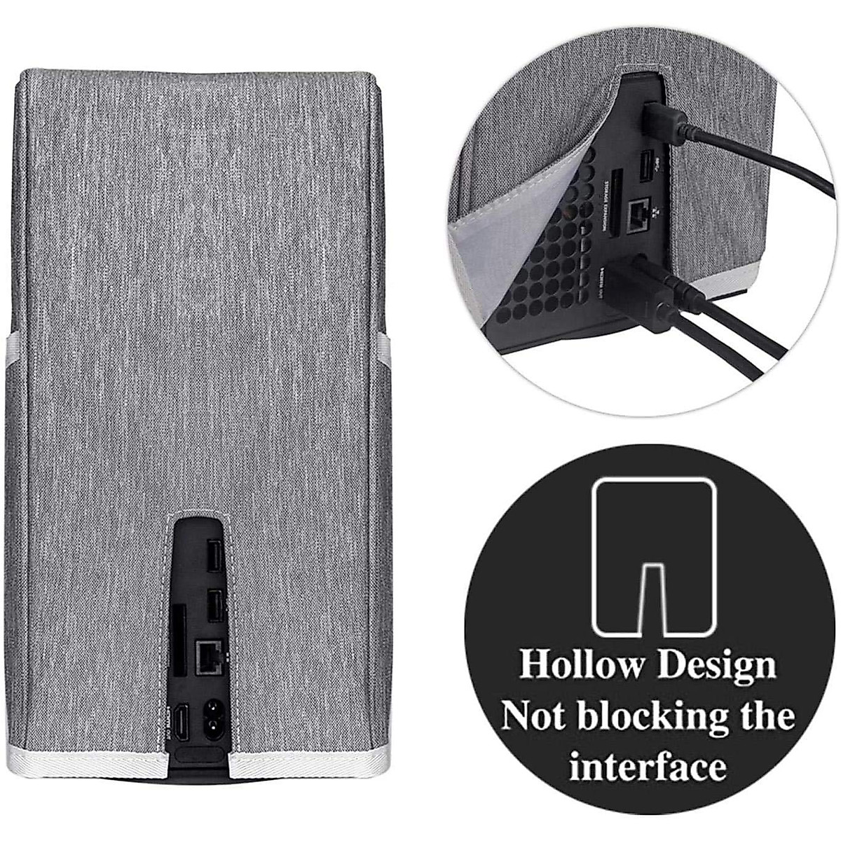Dust Cover for Xbox Series X, Console Customized Anti Scratch Waterproof Cover Nylon Sleeve Premium Ultra Fine Soft Velvet Lining Case Cover Dust Guard with Back Cable Port Grey