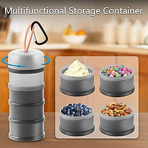 Bakpoco 2 Pack Protein Powder Storage Container, 4 Layer Stackable Leak-proof Formula Dispenser, Portable Travel Fitness Workout Protein Powder Container (Black & White)