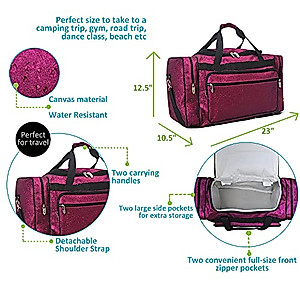NGIL Canvas 23" inch Duffle Bag (Hot Pink Glitter)